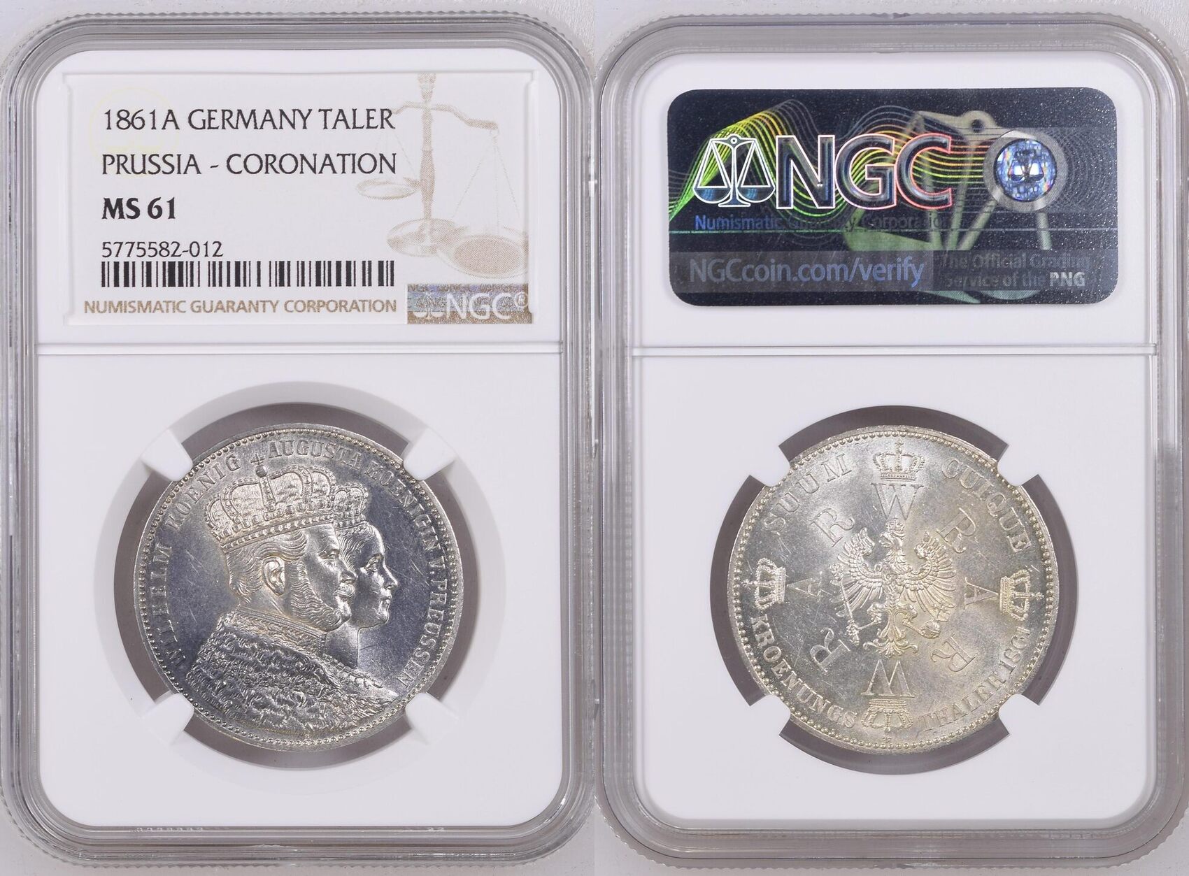 Germany Deutschland Preußen Prussia TALER Krönungstaler 1861A Krönung ...