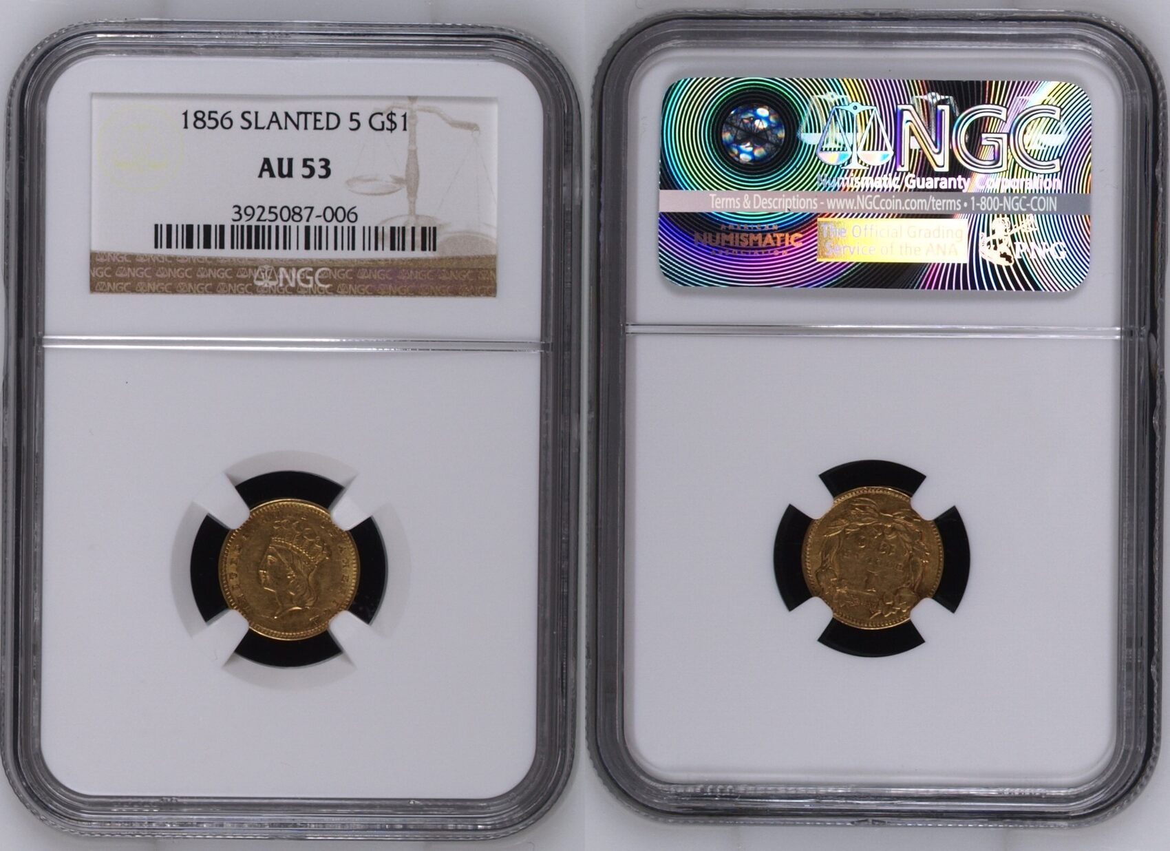 The United States of America USA G$1 GOLD DOLLAR 1856 Indian Head ...