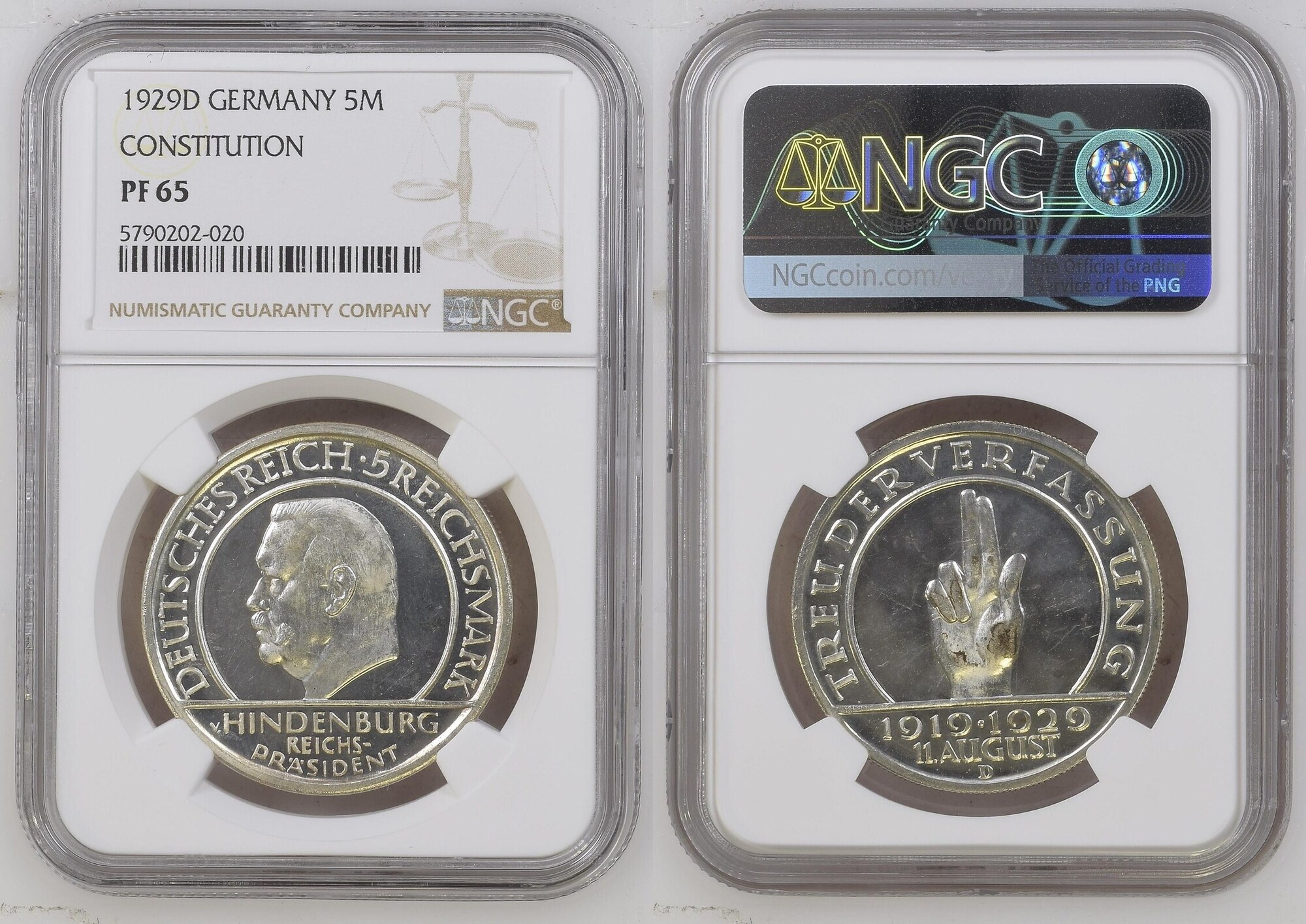 Weimarer Republik, Weimar Republic 5 Mark - Reichsmark 1929 D ...