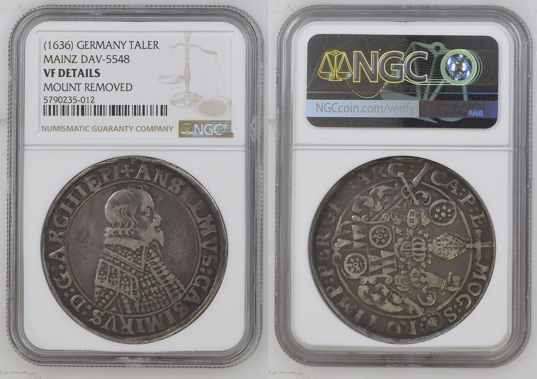 Mainz Germany Deutschland TALER (1636) ND Anselm Casimir Wamboldt von ...