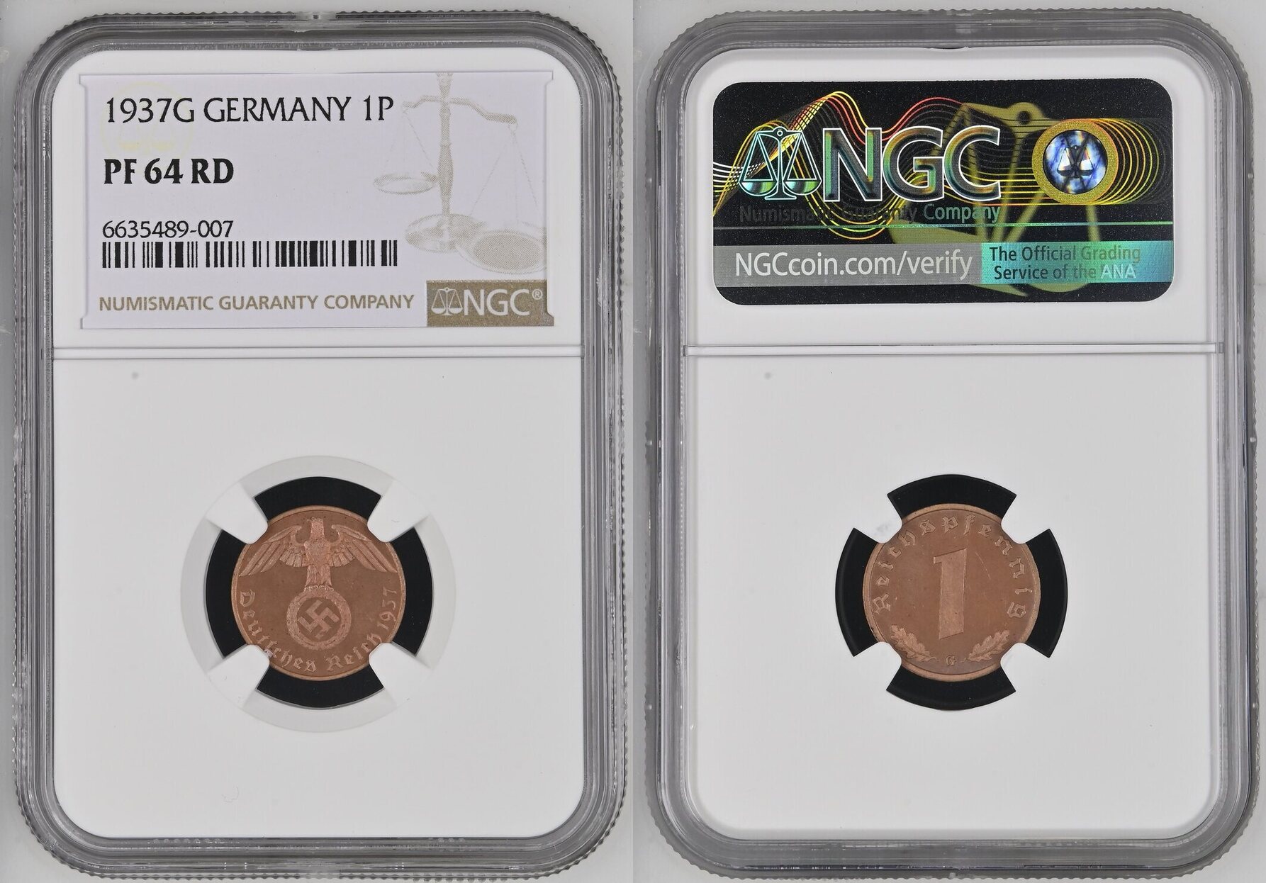 Germany Deutschland 1933 - 1945 1 Pfennig 1937 G Extrem Selten in PP ...