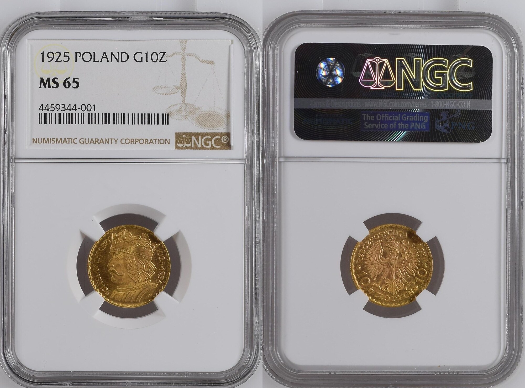 Polen Poland G10Z 10 Zloty Gold 1925 Bolesław I. der Tapfere NGC MS 65 | MA-Shops