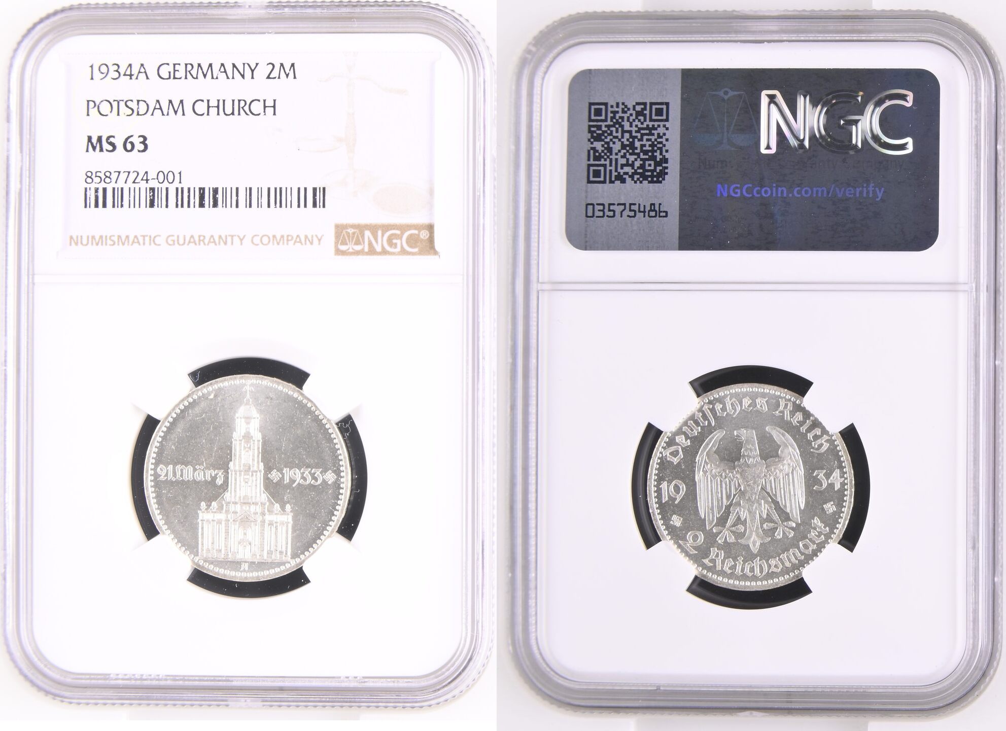 Germany, Third Reich III. Reich 2 Mark Silber mit Video 1934A ...