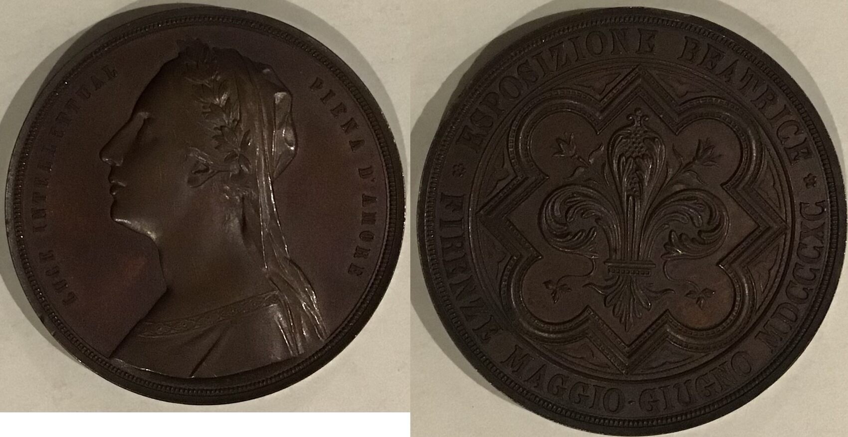 Italy medaille 1890 Florence,Exposition Beatrice. L. Giorgi. UNC | MA-Shops