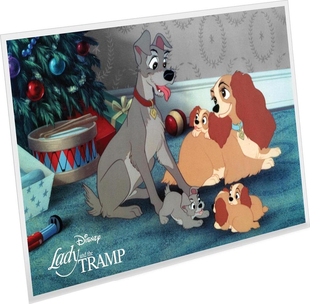 1 Dollar LADY AND THE TRAMP Disney Foil Silver Note 1$ Niue 2024 BU ...