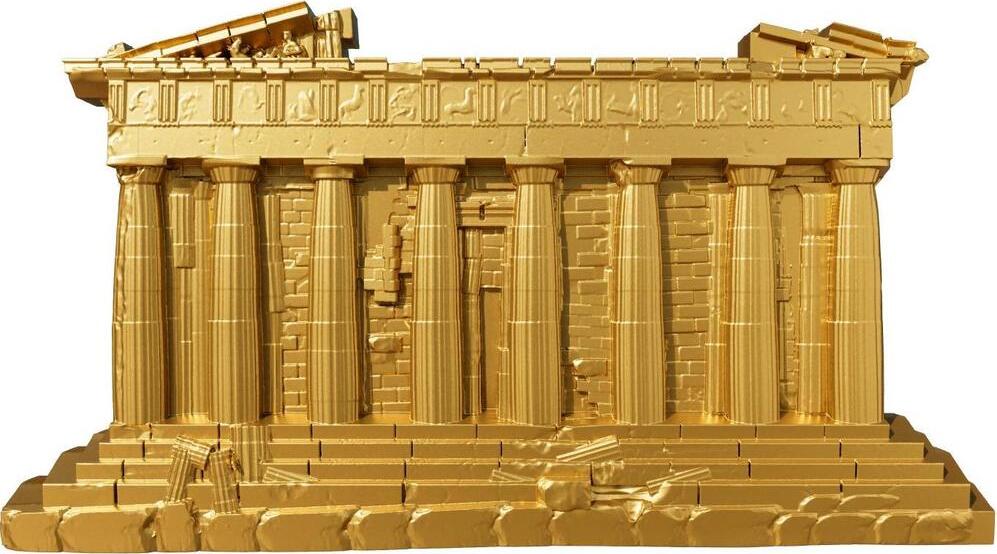 PARTHENON Monuments of Civilization Gilded 2 Oz Silver Coin 2000 Francs ...