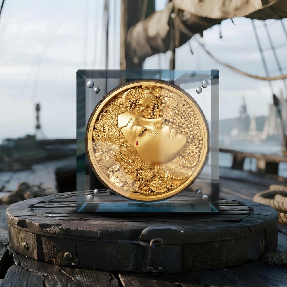 ATLANTIS Forgotten Civilization Gilded 2 Oz Silver Coin 2000 Francs Cameroon 2025 Antique Finish ...