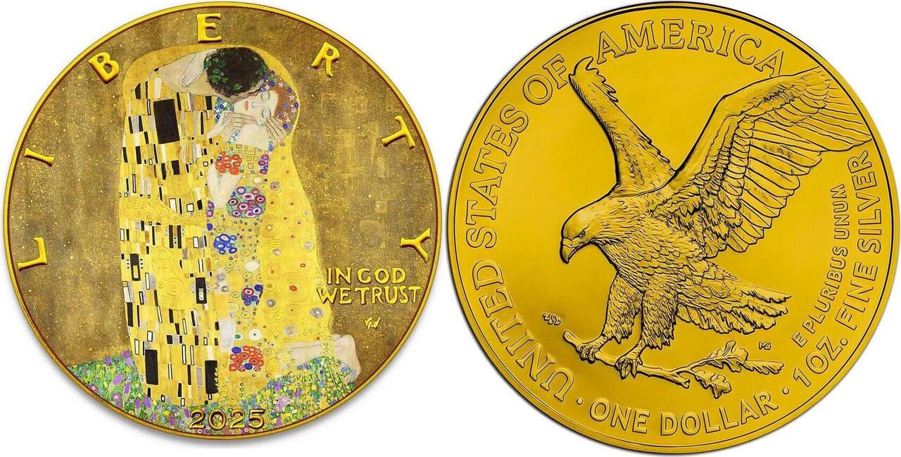 United States 1 Dollar KISS Klimt 1 Oz Silver Coin 1$ USA 2025 BU ...