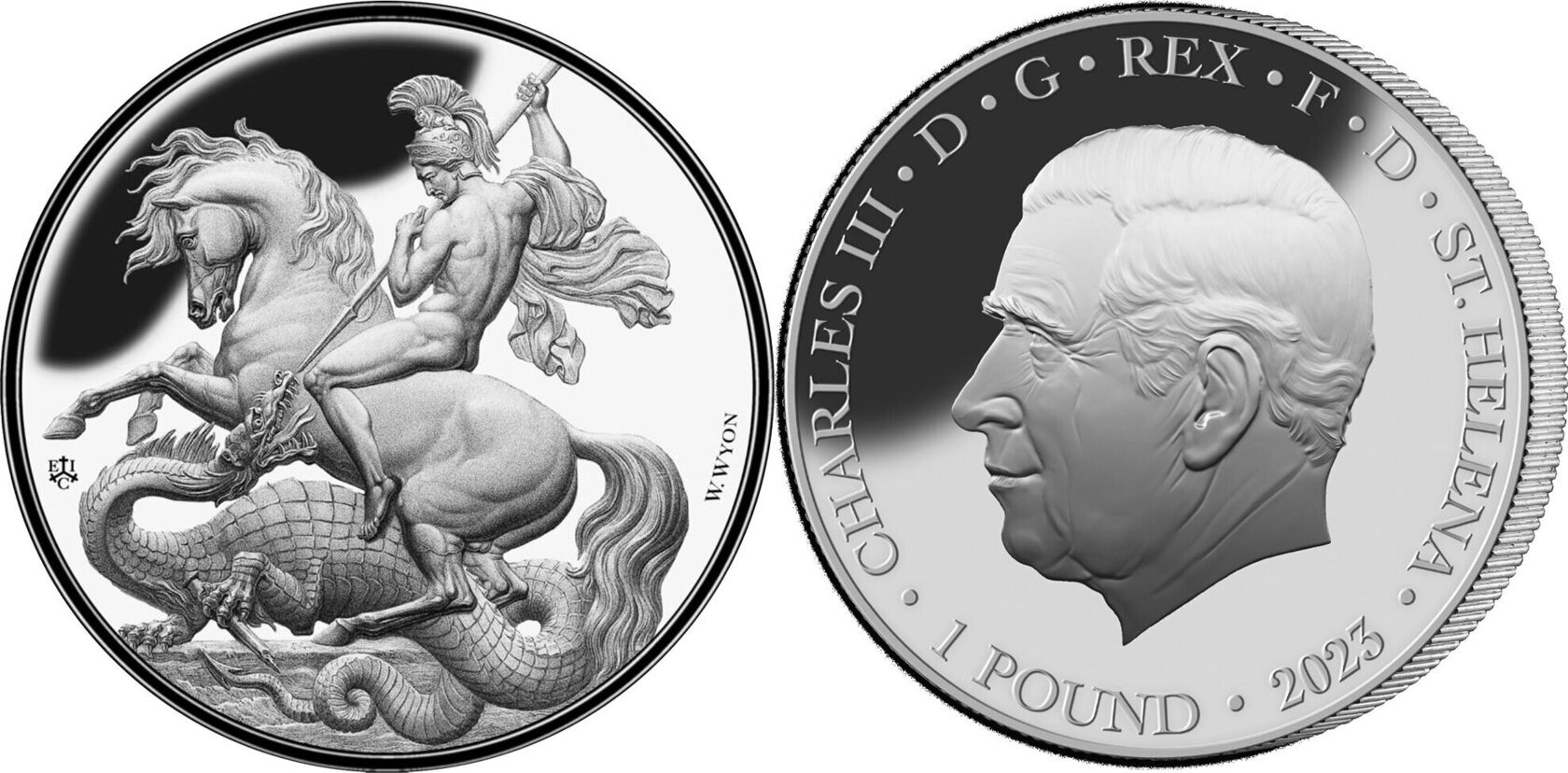 ST GEORGE AND THE DRAGON 1 Oz Silver Coin 1 Pound Saint Helena 2023 PP ...