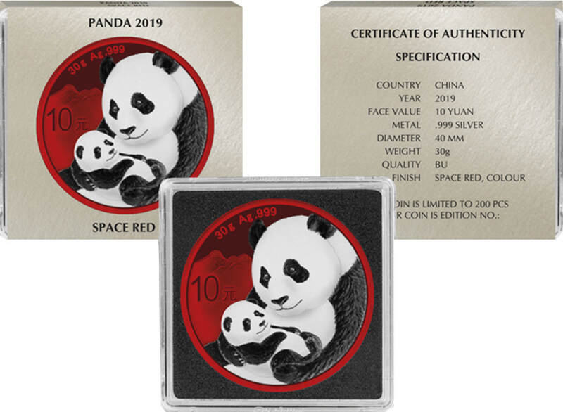 PANDA Space Red Silver Coin 10 Yuan China 2019 BU-Brilliant unz | MA-Shops
