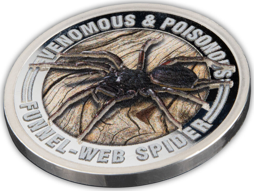 1 Dollar FUNNEL WEB SPIDER Venomous and Poisonous ½ Oz Silver Coin 1 ...