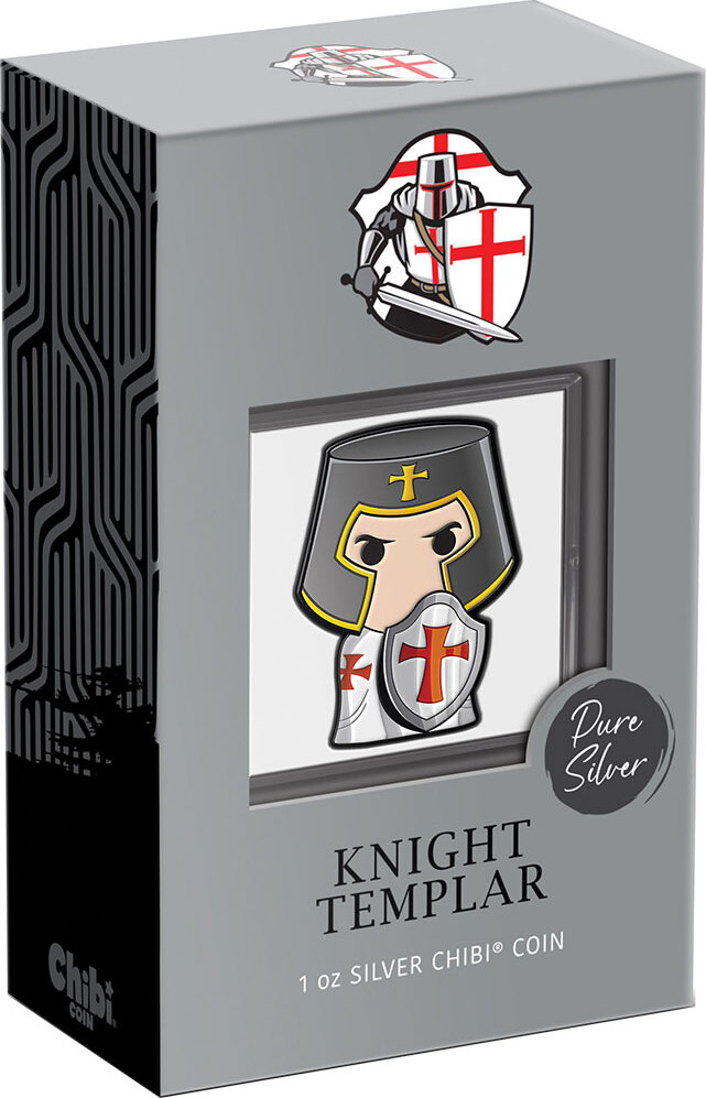 2 Dollars KNIGHT TEMPLAR Warriors of History Chibi 1 Oz Silver Coin 2 ...