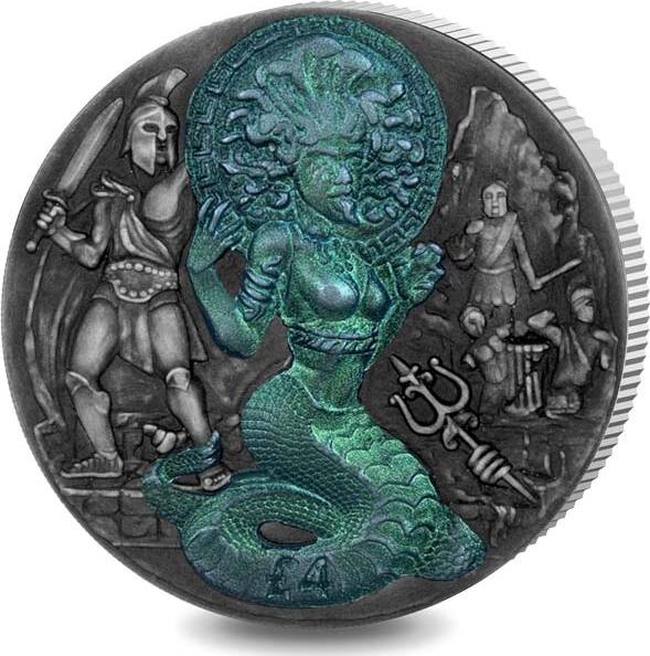 2 Dollars MEDUSA Mythical Creatures Iridescent 2 Oz Silver Coin 4 ...