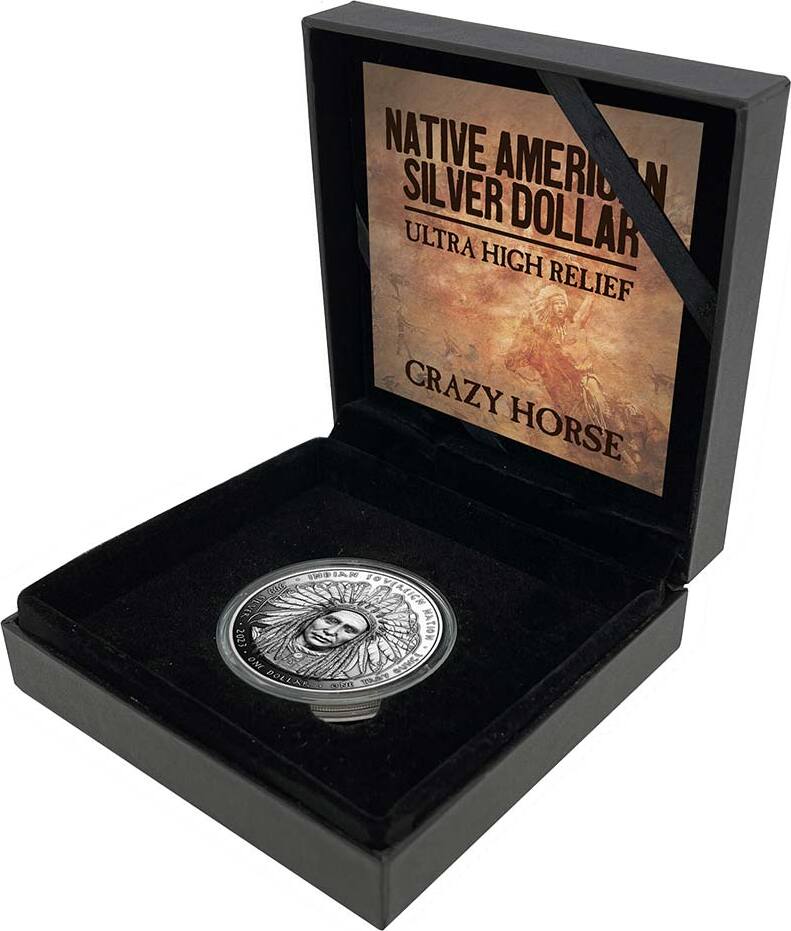 United States 1 Dollar CRAZY HORSE Burnished 1 Oz Silver Coin 1$ Sioux ...