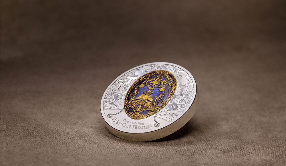 TSAREVICH FABERGE EGG Peter Carl 2 Oz Silver Coin 1000 Togrog Mongolia ...