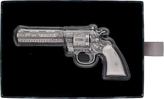REVOLVER GUN 2 Oz Silver Coin 10000 Francs Chad 2023 Antique Finish ...