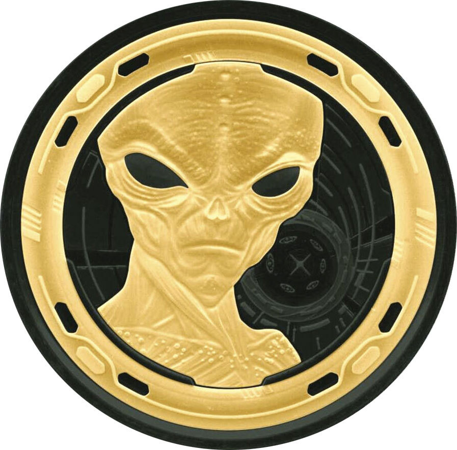 ALIEN Gold Black Empire Silver Coin 5 Cedis Ghana 2022 BU-Brilliant unz ...