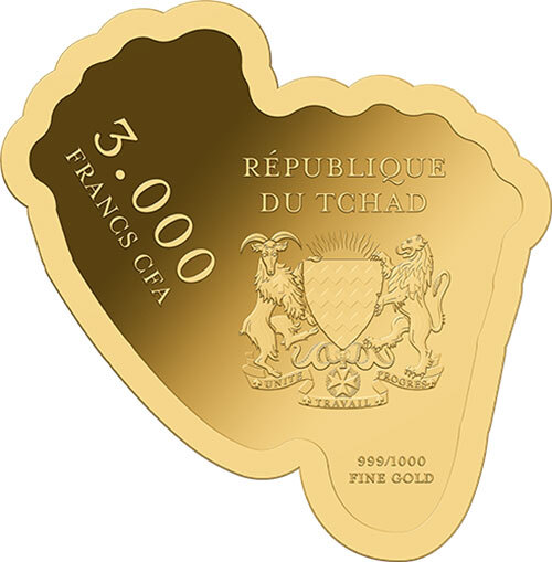BABY FEET Shape 1/1000 Oz Gold Coin 3000 Francs Chad 2023 Prooflike ...
