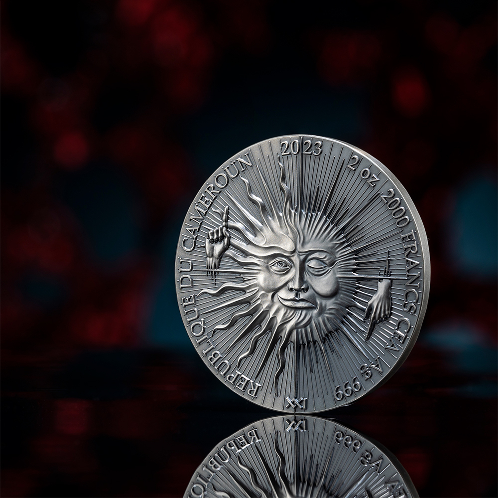LUCIFER MORNING STAR Dual Essence 2 Oz Silver Coin 2000 Francs Cameroon ...