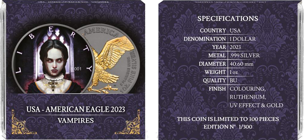 United States 1 Dollar AMERICAN EAGLE VAMPIRESS Vampires 1 Oz Silver ...