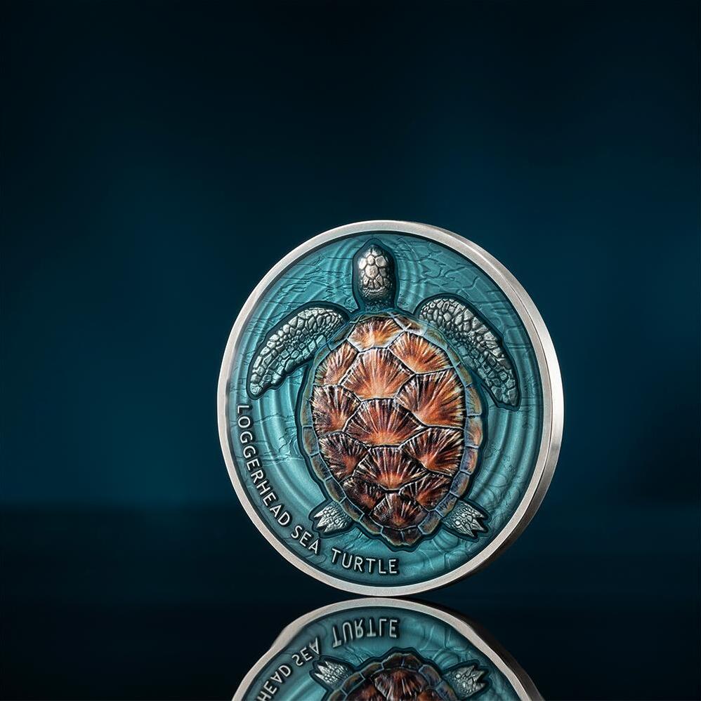 2 Dollars LOGGERHEAD SEA TURTLE Lifelong Journey 2 Oz Silver Coin 2 ...