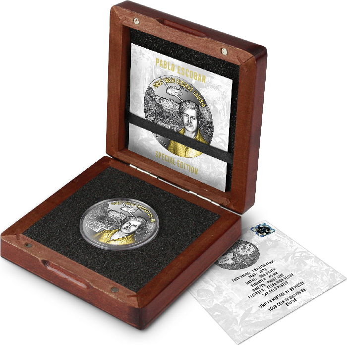 PABLO EMILIO ESCOBAR GAVIRIA Gilded 2 Oz Silver Coin 1 Billion Besos ...