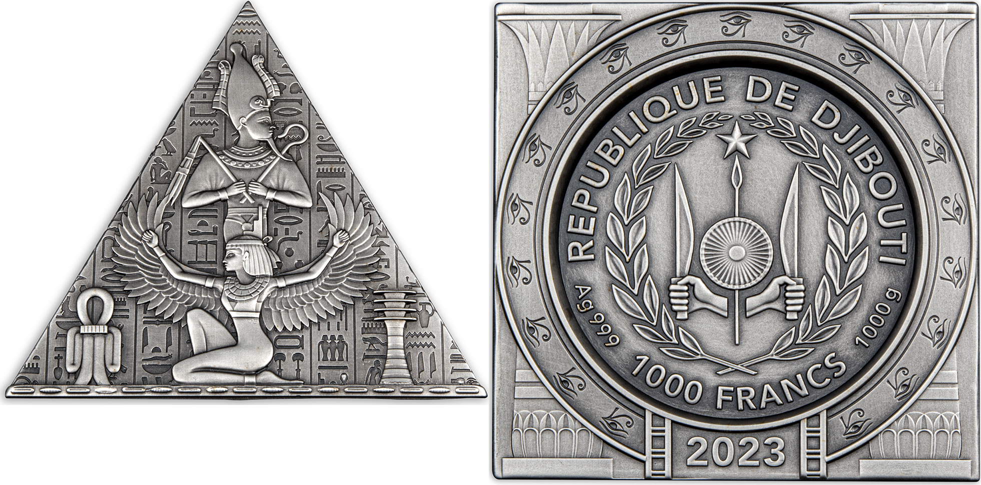 PYRAMID 3D 1 Kg Kilo Silver Coin 1000 Francs Djibouti 2023 Antique ...