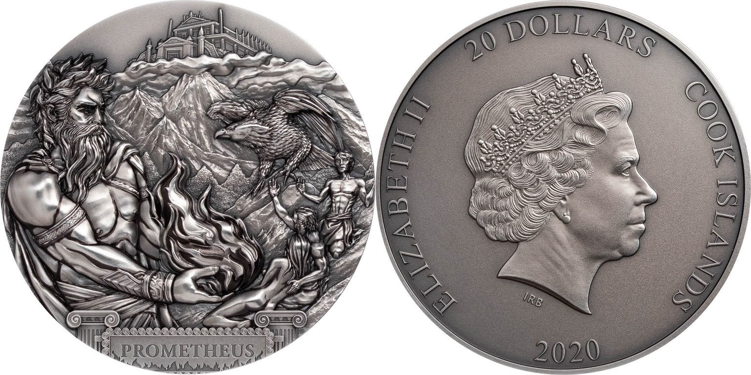 20 Dollars PROMETHEUS Titans 3 Oz Silver Coin 20$ Cook Islands 2020 ...