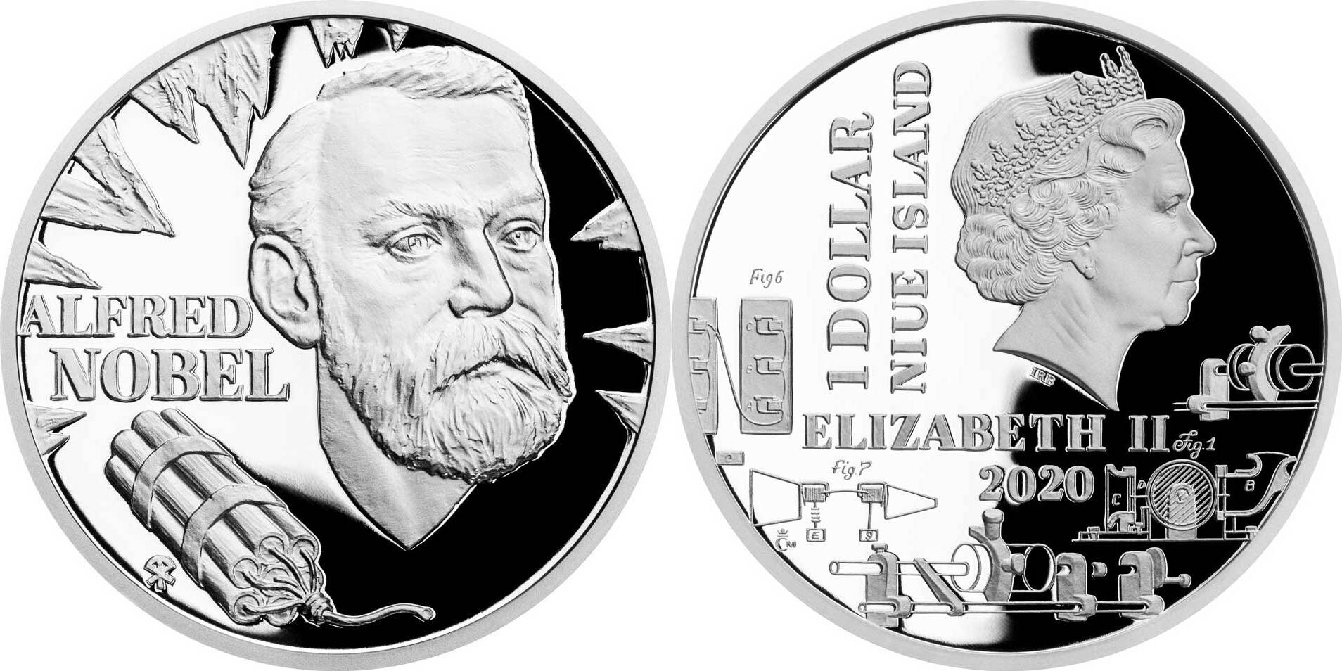 1 Dollar ALFRED NOBEL 19th Century Geniuses 1 Oz Silver Coin 1$ Niue ...