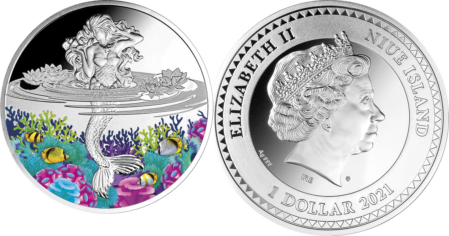 1 Dollar MERMAID 1 Oz Silver Coin 1$ Niue 2021 PP | MA-Shops