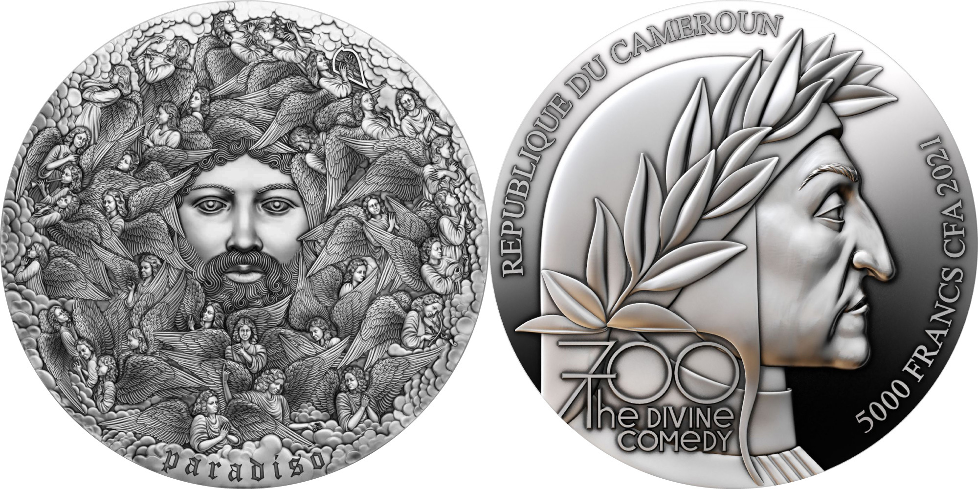 PARADISO Dante the Divine Comedy 700th Anniversary 5 Oz Silver Coin ...