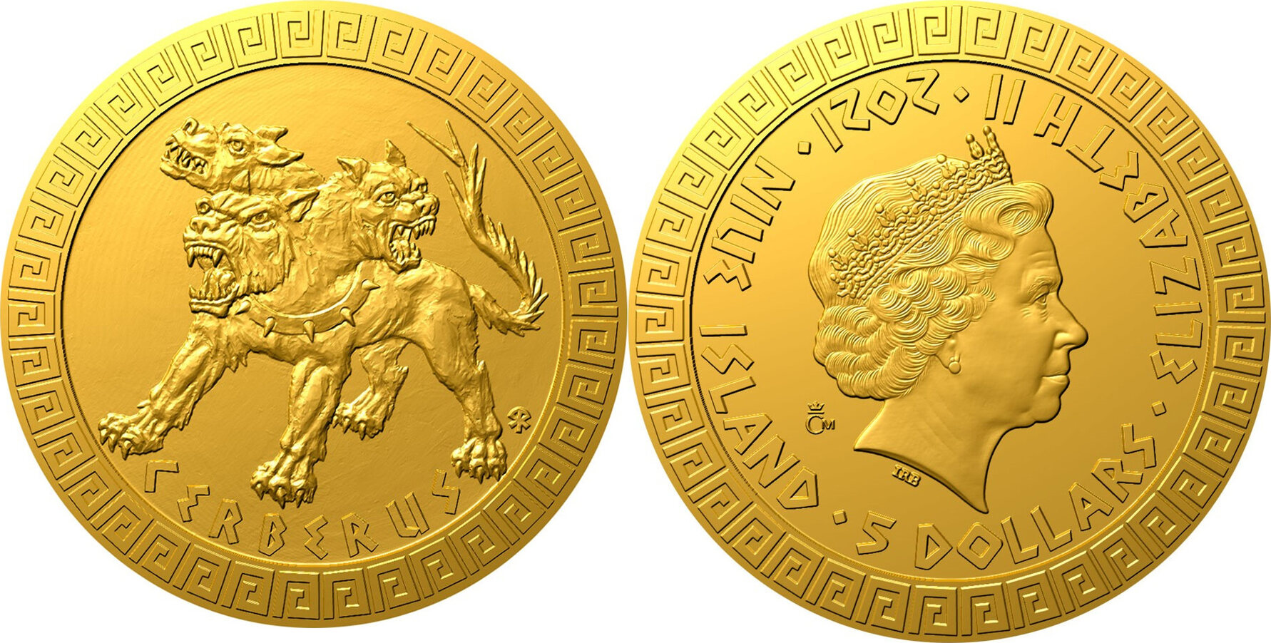 5 Dollars CERBERUS Mythical Creatures Gold Coin 5$ Niue 2021 PP | MA-Shops
