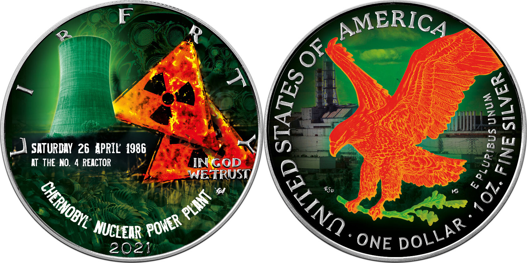 United States 1 Dollar CHERNOBYL Nuclear Power Plant Reactor American ...