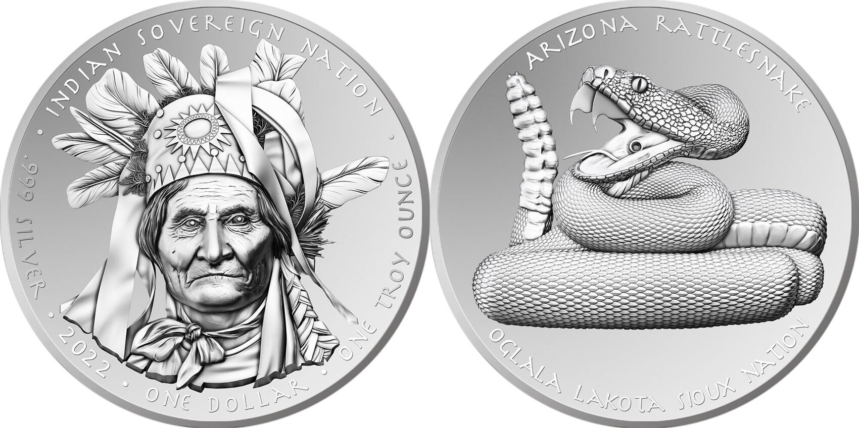 United States 1 Dollar GERONIMO 1 Oz Silver Coin 1$ Sioux Nation 2022 ...