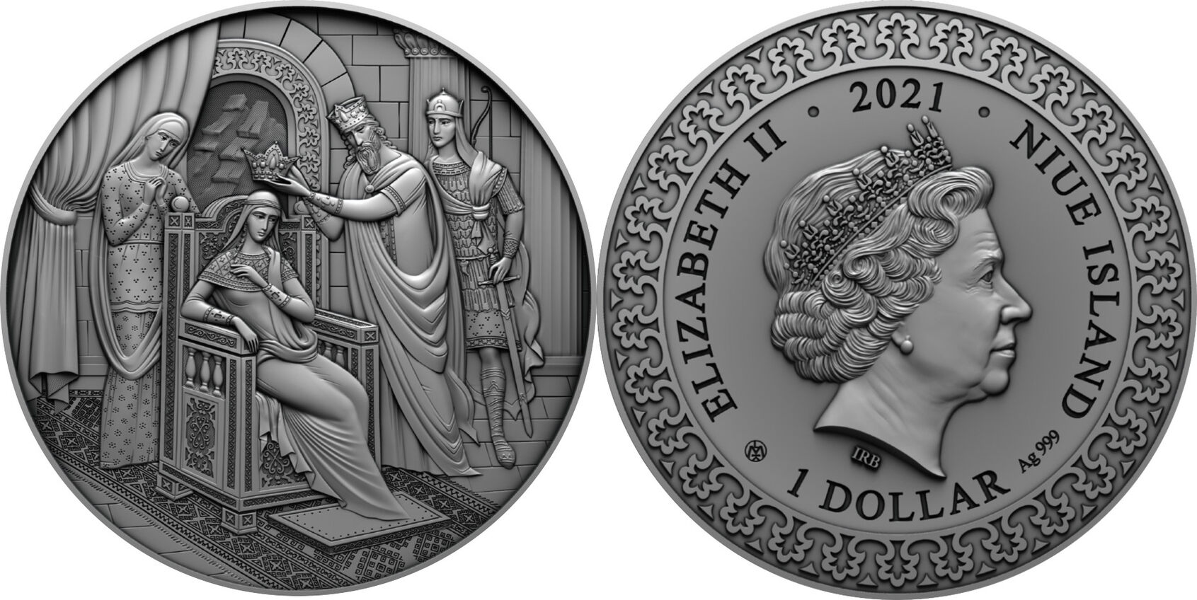 1 Dollar CORONATION OF TINATIN Knight in Panthers Skin 1 Oz Silver Coin ...