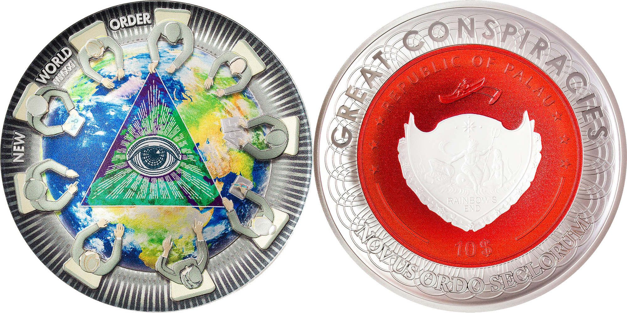 10 Dollars NEW WORLD ORDER Great Conspiracies 2 Oz Silver Coin 10 ...