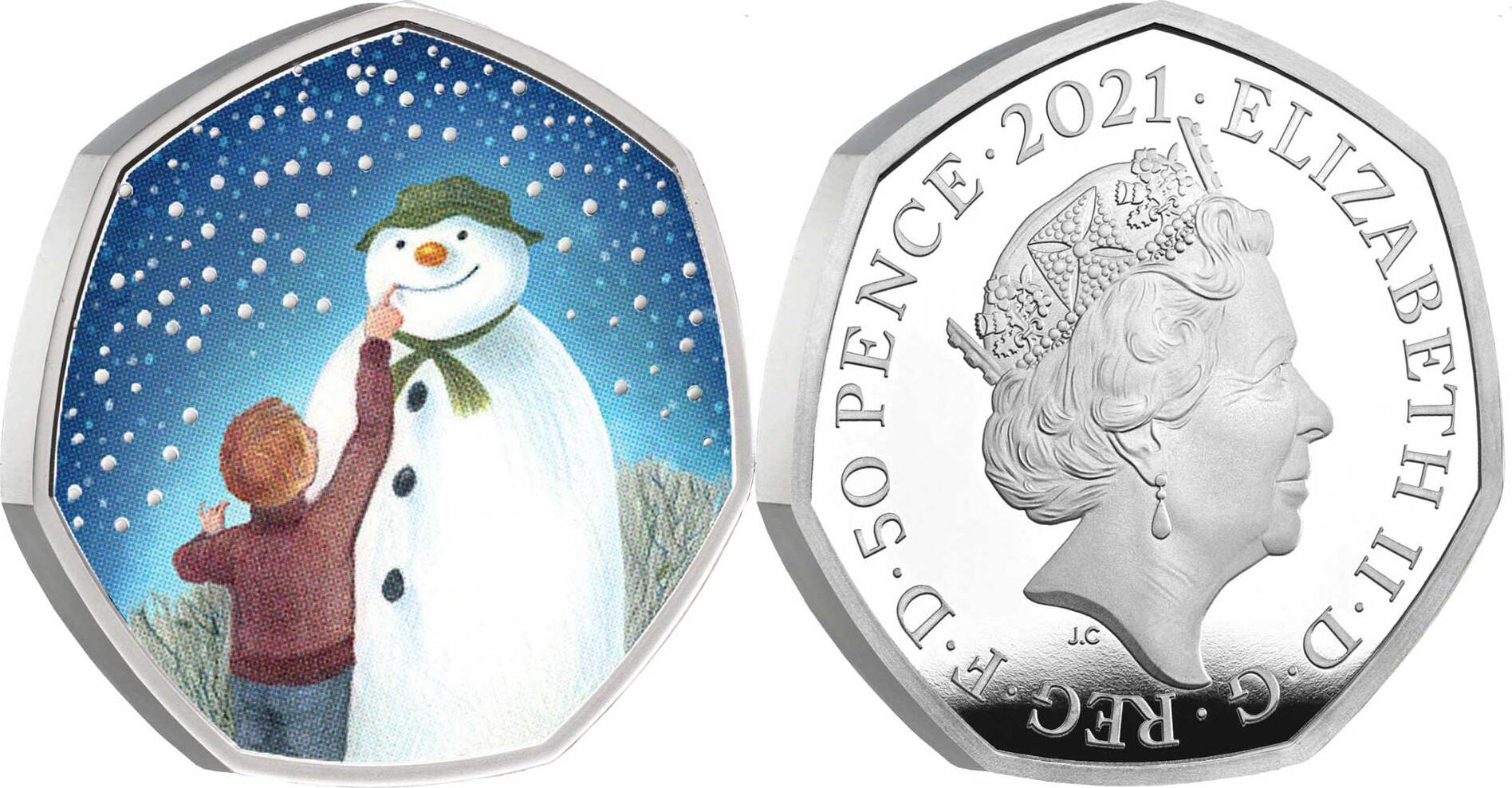 SNOWMAN Silver Coin 50 Pence United Kingdom 2021 PP | MA-Shops