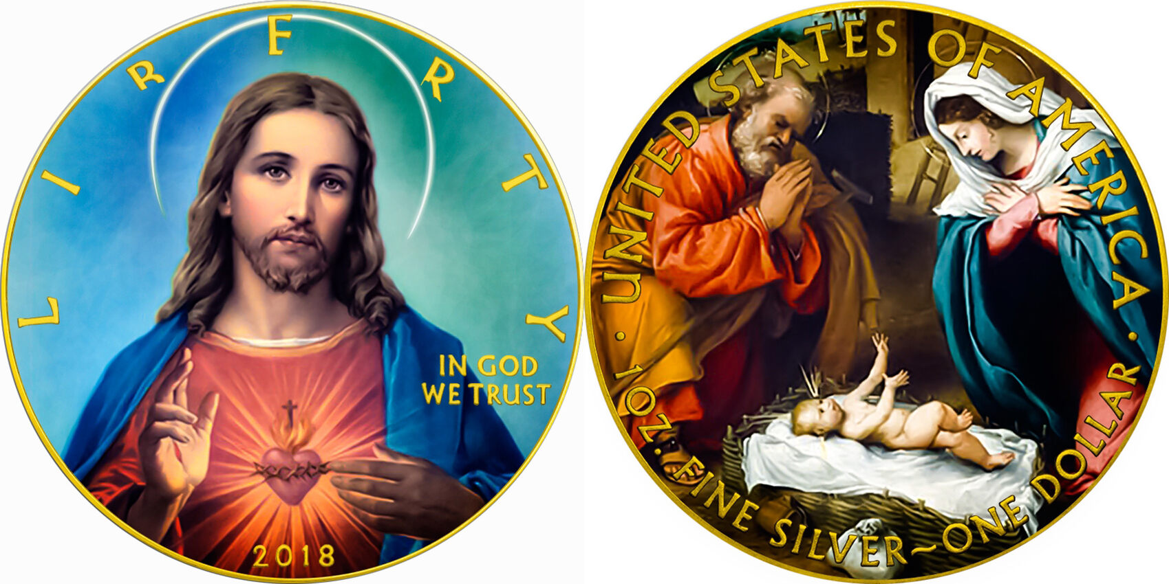 United States 1 Dollar JESUS CHRIST Walking Liberty 1 Oz Silver Coin 1 ...