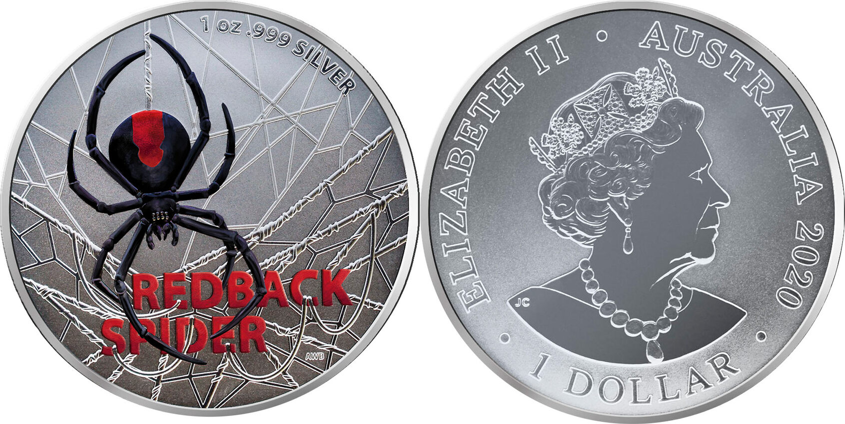 1 Dollar REDBACK SPIDER Coloured 1 Oz Silver Coin 1$ Australia 2020 PP | MA-Shops