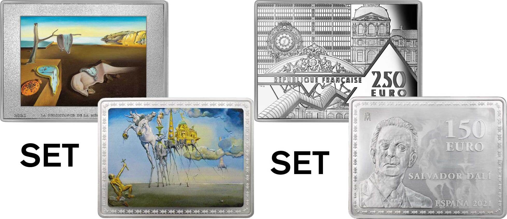 France - Spain 250 Euro - 150 Euro SALVATOR DALI Twin Collection Set 2 ...
