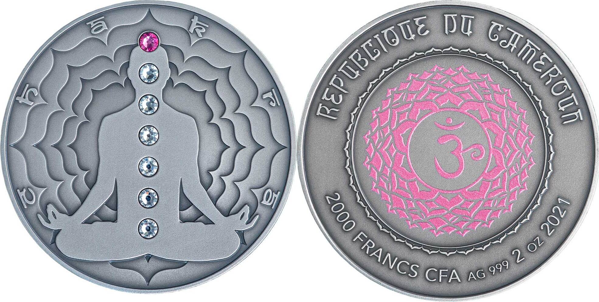 SAHASRARA Chakra 2 Oz Silver Coin 2000 Francs Cameroon 2021 Antique ...