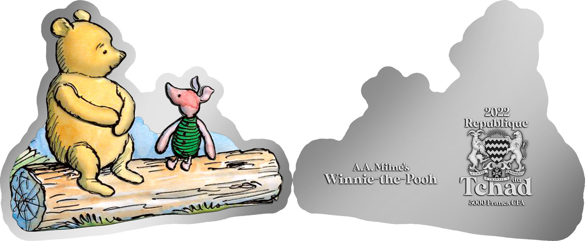 WINNIE THE POOH Shaped 1 Oz Silver Coin 5000 Francs Chad 2022 PP | MA-Shops