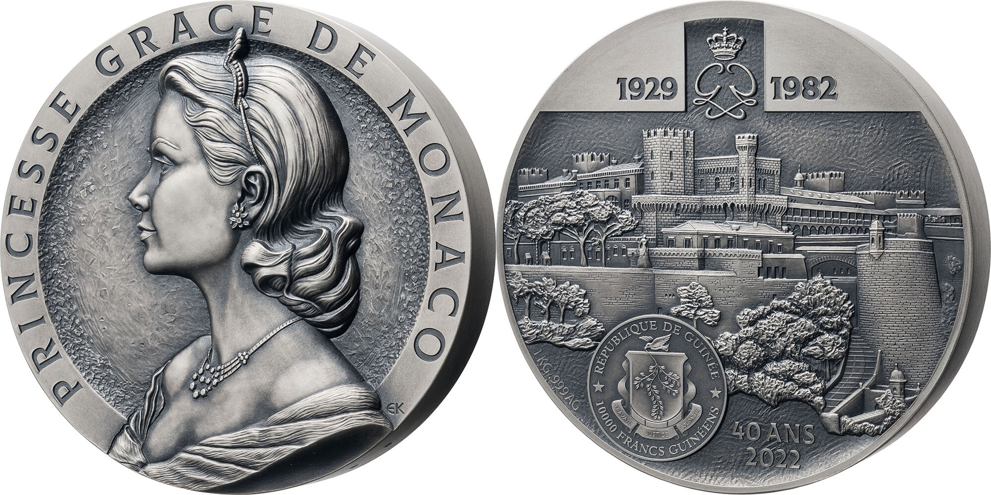 PRINCESSE GRACE DE MONACO 40 Anniversary 1 Kg Kilo Silver Coin 10000 ...