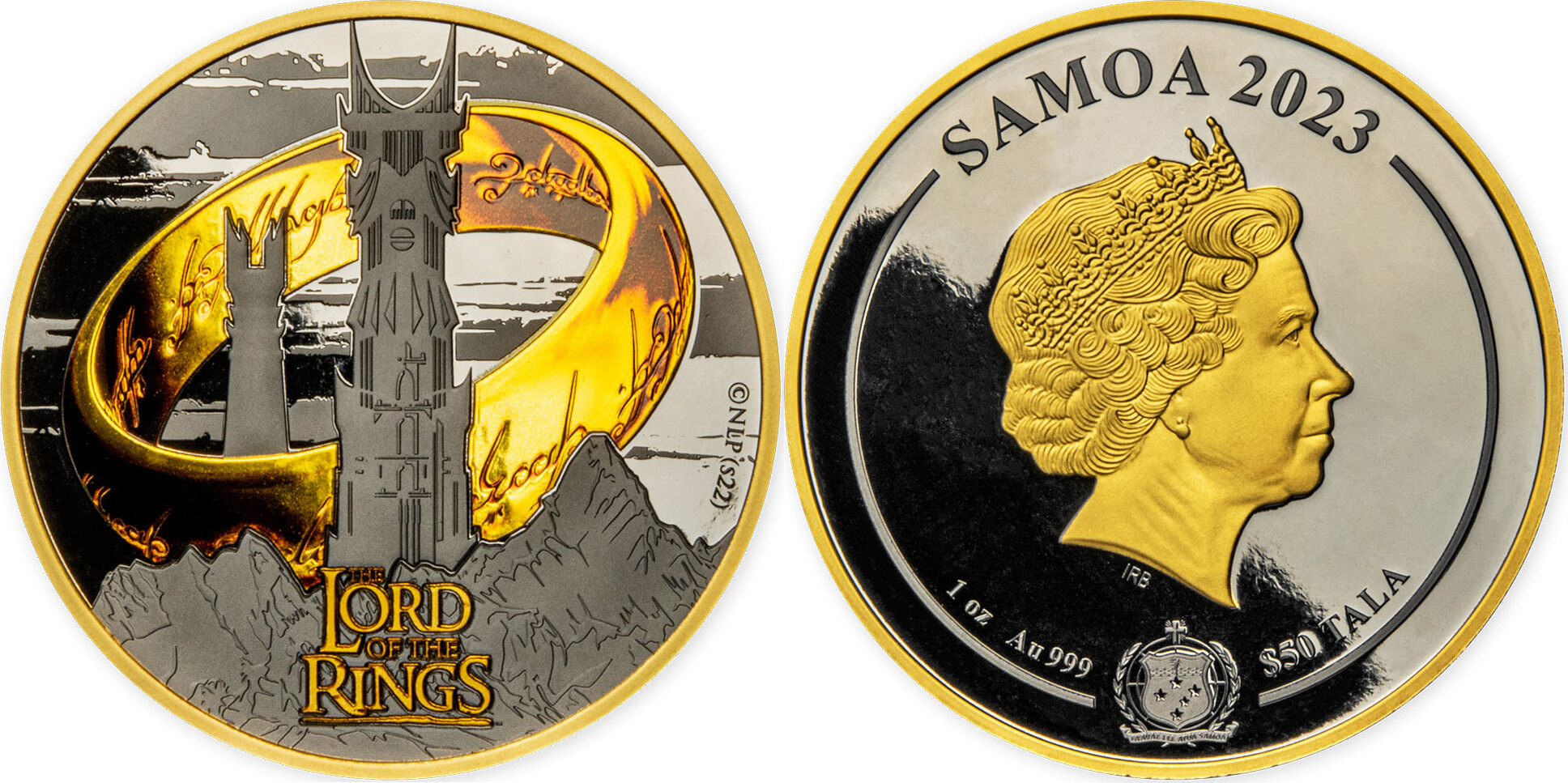 $50 Tala TWO TOWERS Lord Of The Rings 1 Oz Gold Coin 50$ Tala Samoa ...