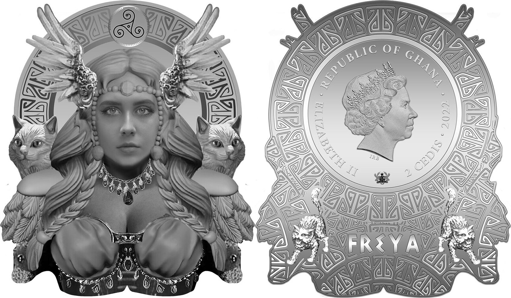 FREYA Norse Gods Basemetal Coin 2 Cedis Ghana 2023 Antique Finish | MA ...