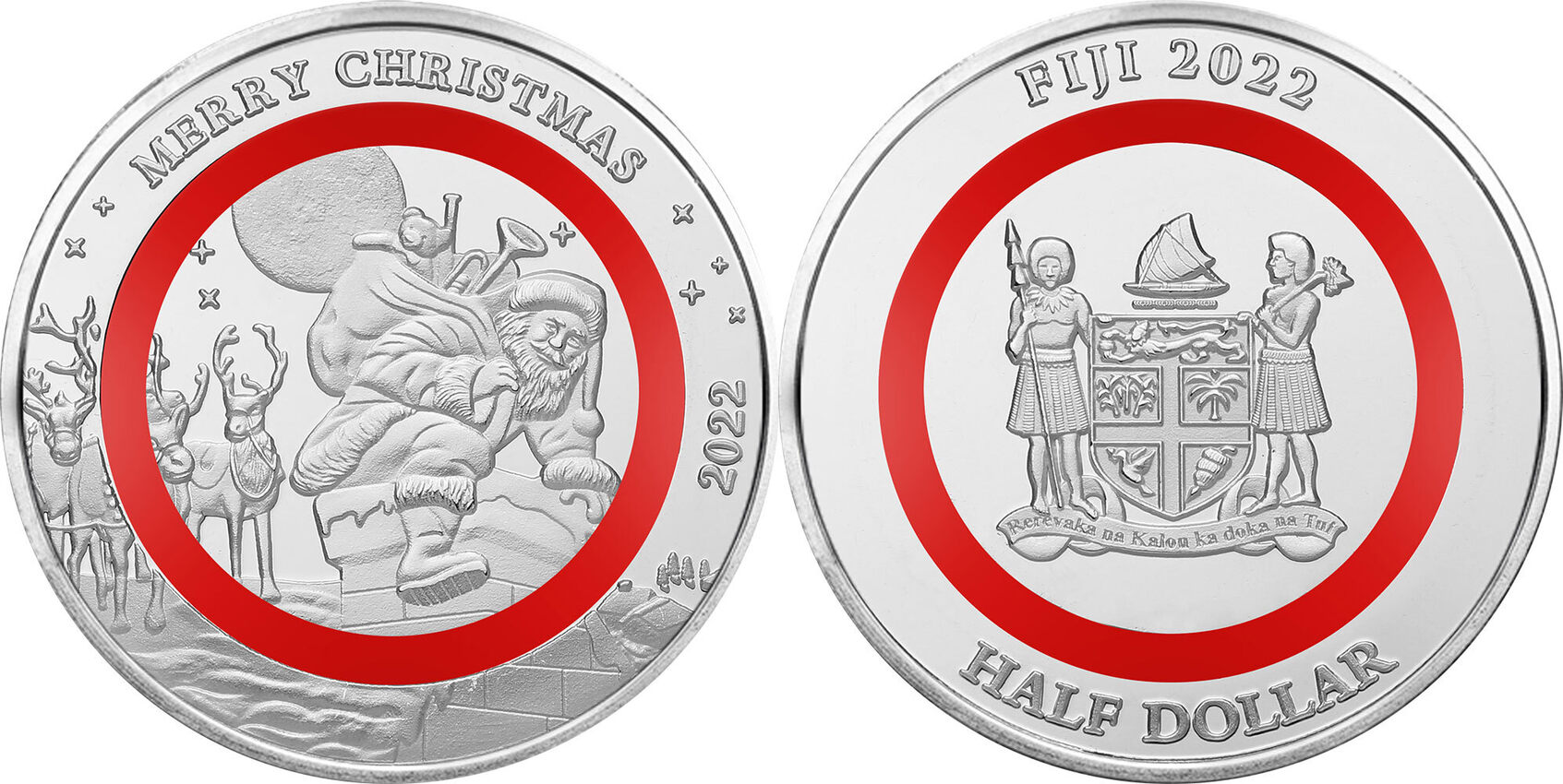 SANTA CLAUS Base Metal Coin 50 Cents Fiji 2022 | MA-Shops