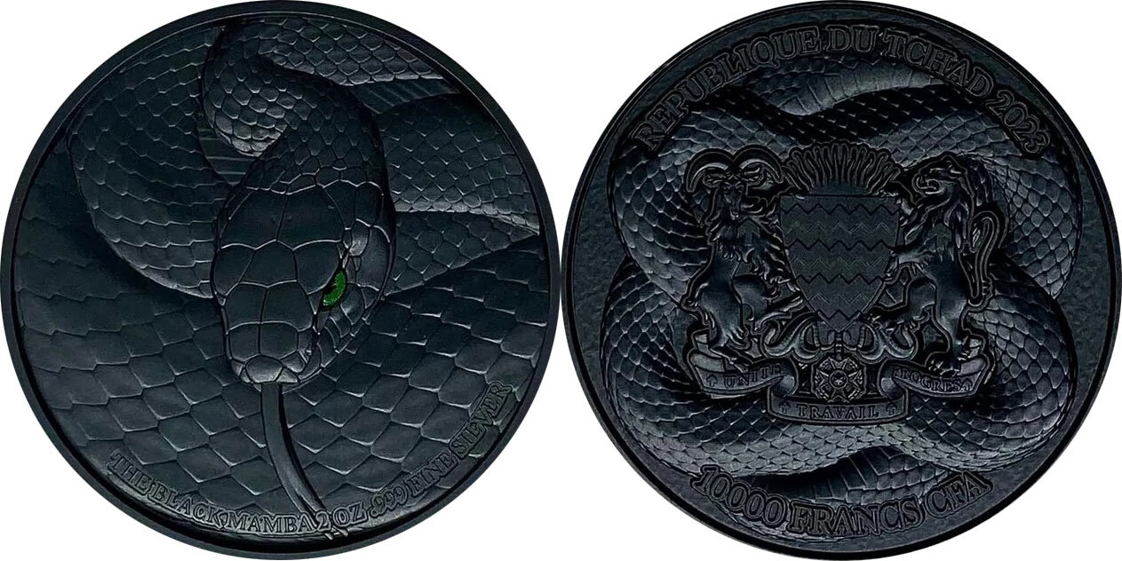 BLACK MAMBA 2 Oz Silver Coin 10000 Francs Chad 2023 | MA-Shops