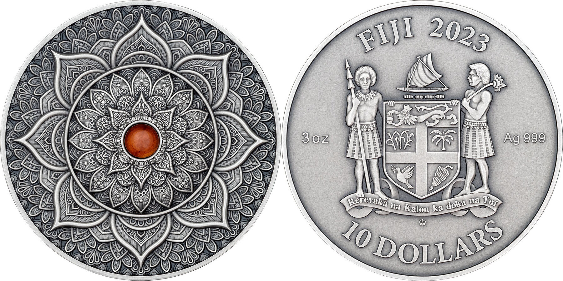 10 Dollars INDIAN Mandala Art 3 Oz Silver Coin 10$ Fiji 2023 Antique ...