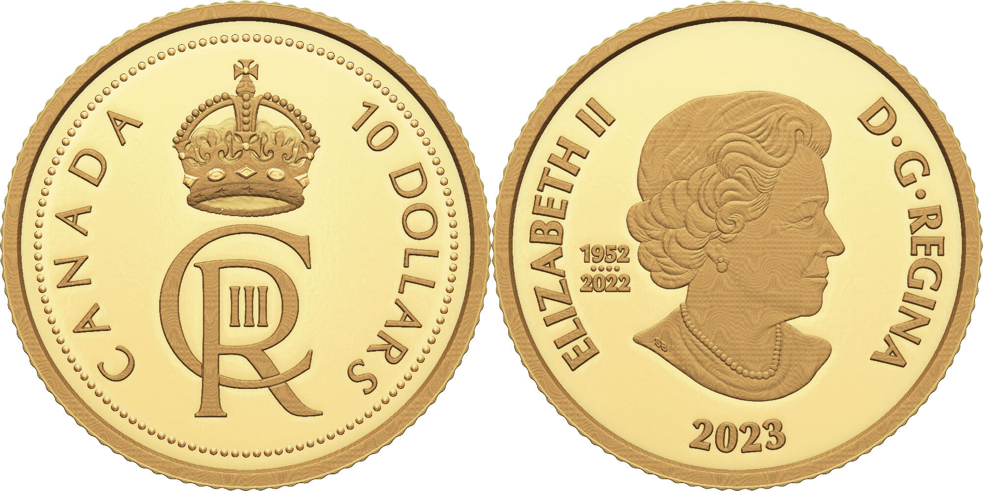 10 Dollars KING CHARLES III Royal Cypher Gold Coin 10$ Canada 2023 PP ...