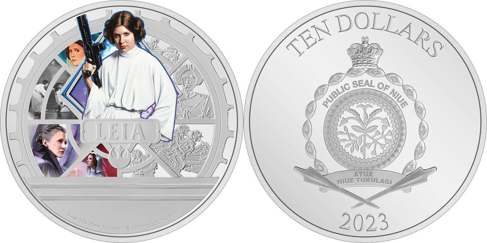 10 Dollars PRINCESS LEIA ORGANA Star Wars 3 Oz Silver Coin 10$ Niue ...